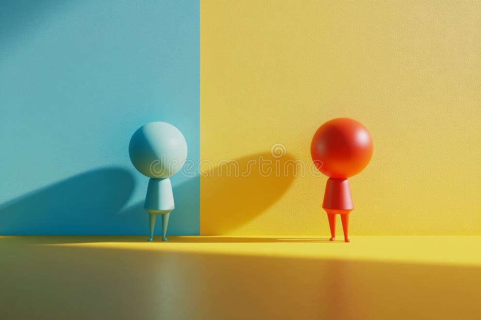 A Vivid Conversation between Blue and Yellow Characters, with a Speech ...