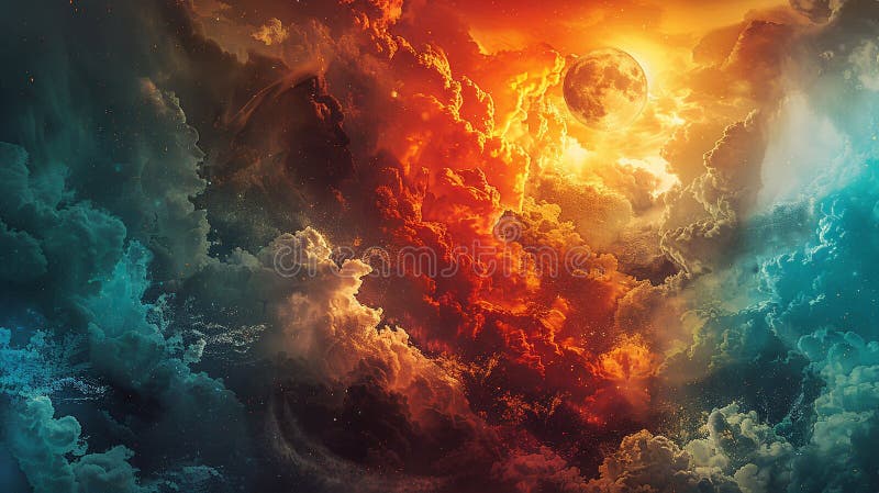 Vivid Cosmic Cloud Formation at Dusk Illuminating the Night Sky Stock ...