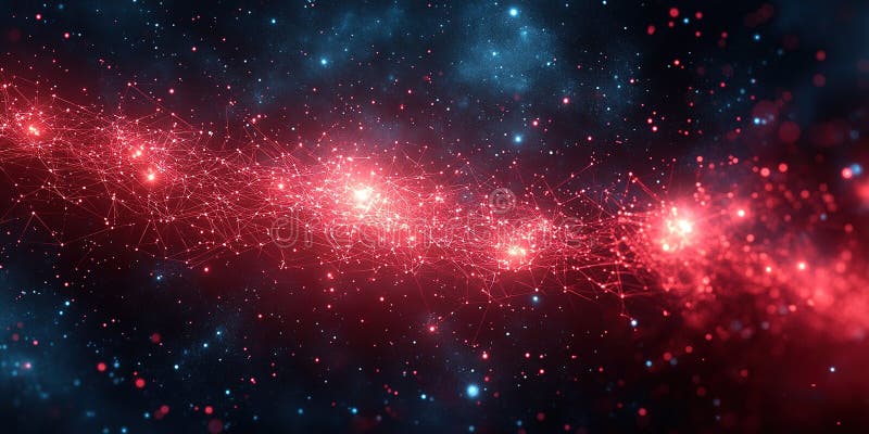 Vivid Cosmic Landscape Featuring Red Celestial Elements Against a Dark ...