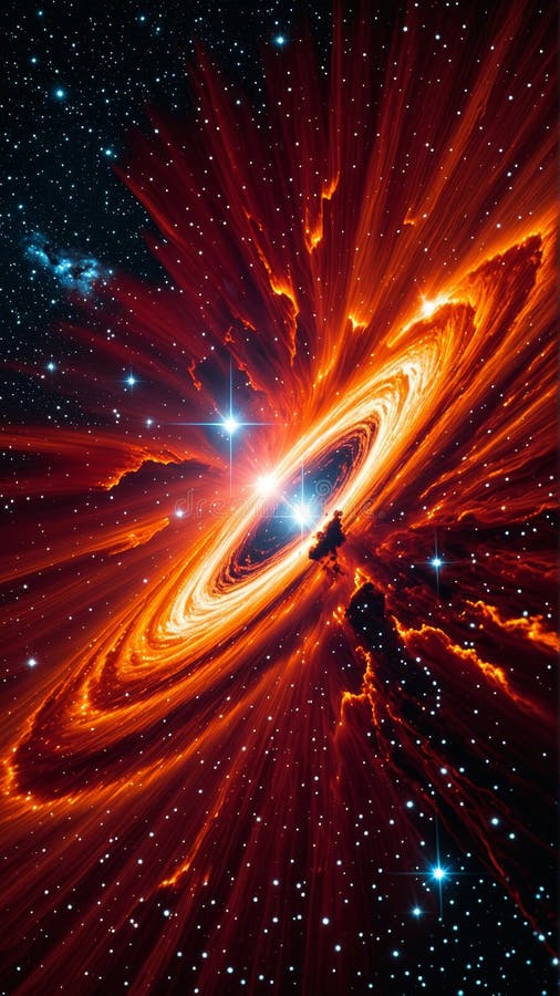 Vivid Cosmic Spiral: Striking Red and Orange Interstellar Vortex in ...