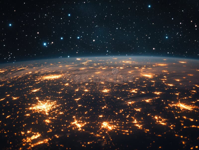 Vivid Cosmic View: a Satellite S Perspective of Earth Stock Photo ...