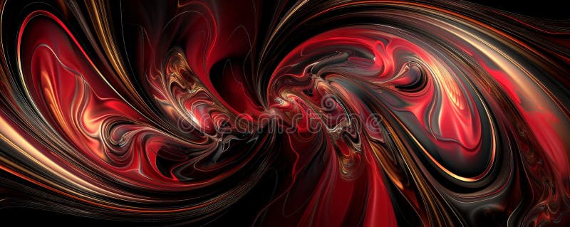 A Vivid Crimson Abstract Background with Swirling Patterns of Gold and ...