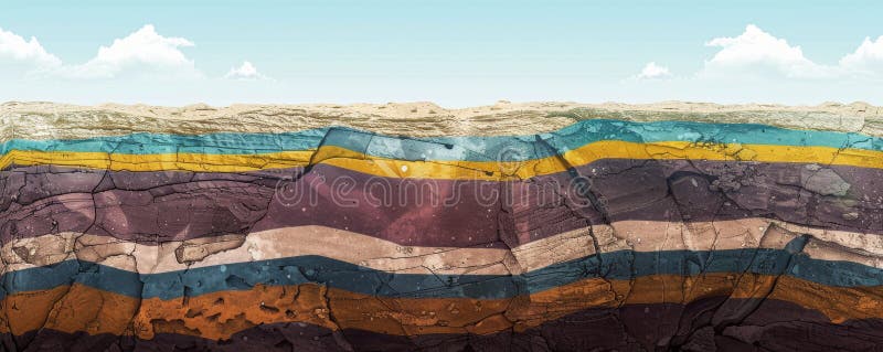 Vivid Cross-section of the Earth Representing Various Geological Layers ...