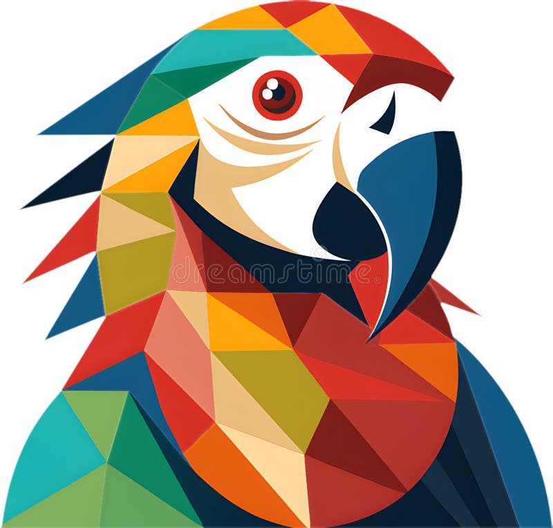 Vivid Cubism Parrot Clipart with Angular Patterns. Stock Illustration - Illustration of bold ...