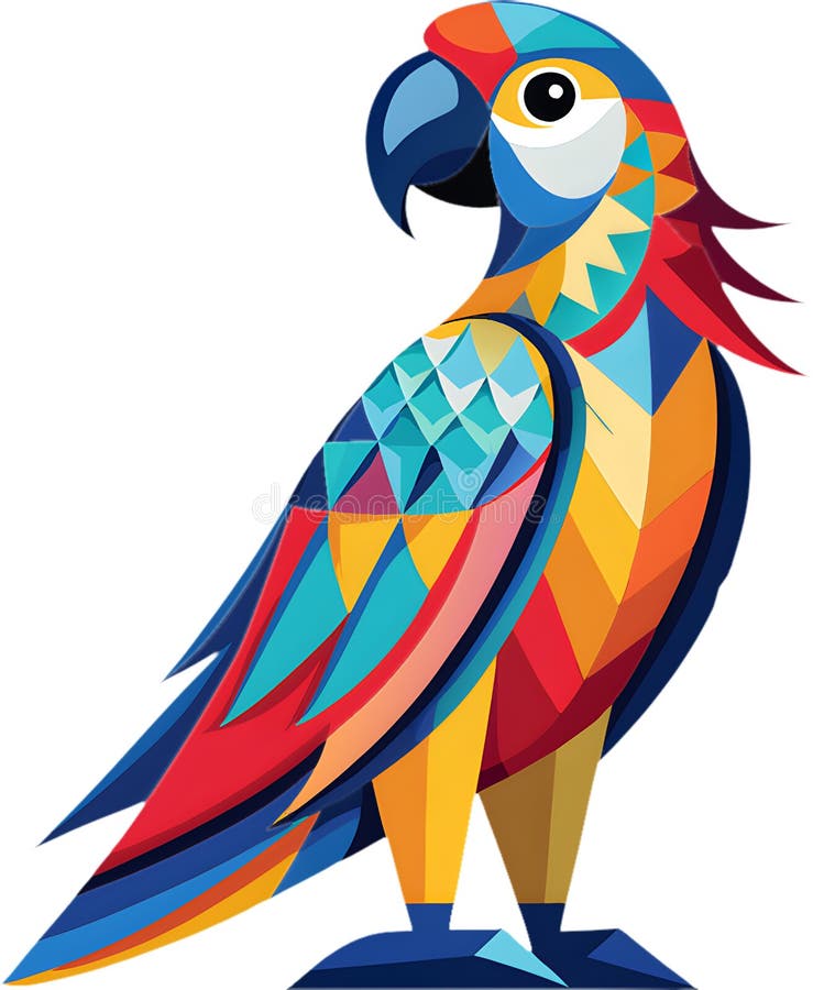 Vivid Cubism Parrot Clipart with Angular Patterns. Stock Illustration - Illustration of angular ...