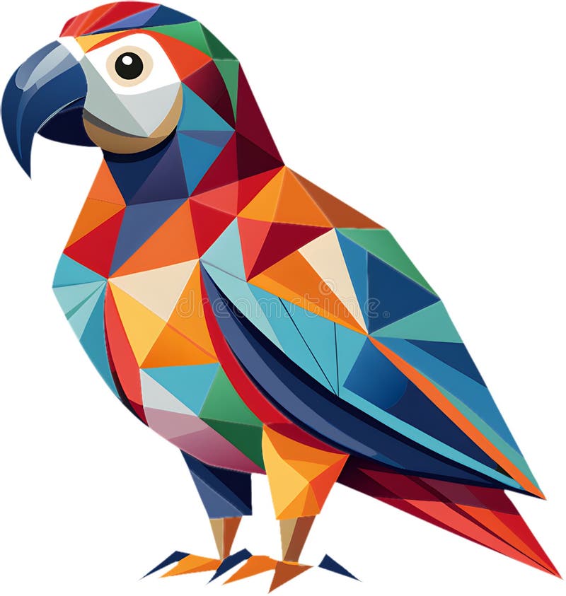 Vivid Cubism Parrot Clipart with Angular Patterns. Stock Illustration - Illustration of pattern ...