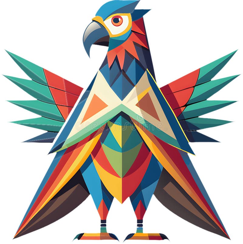 Vivid Cubism Parrot Clipart with Angular Patterns. Stock Illustration - Illustration of striking ...