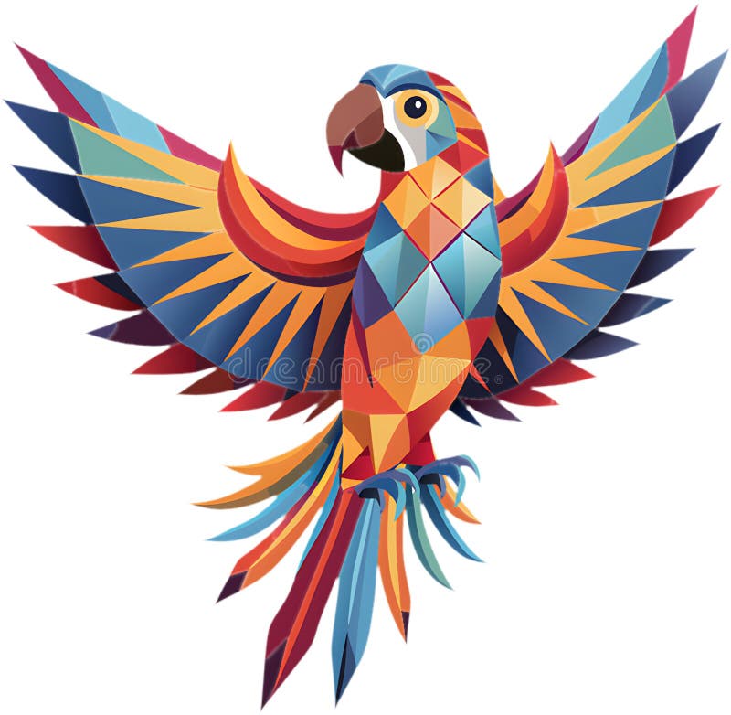 Vivid Cubism Parrot Clipart with Angular Patterns. Stock Illustration - Illustration of lines ...