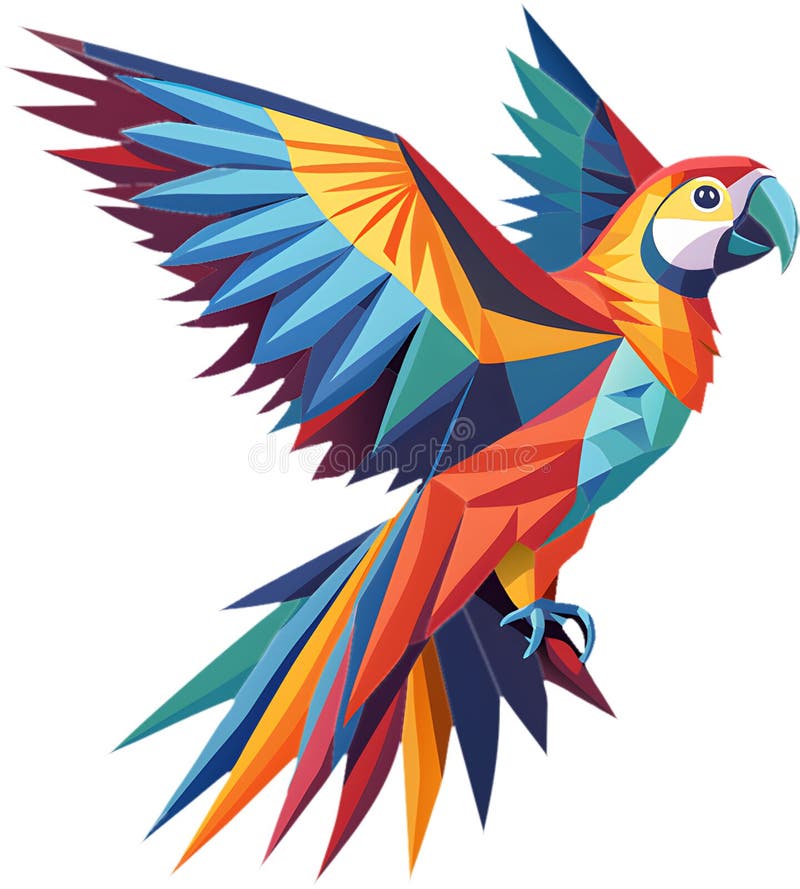 Vivid Cubism Parrot Clipart with Angular Patterns. Stock Image - Illustration of bold, design ...