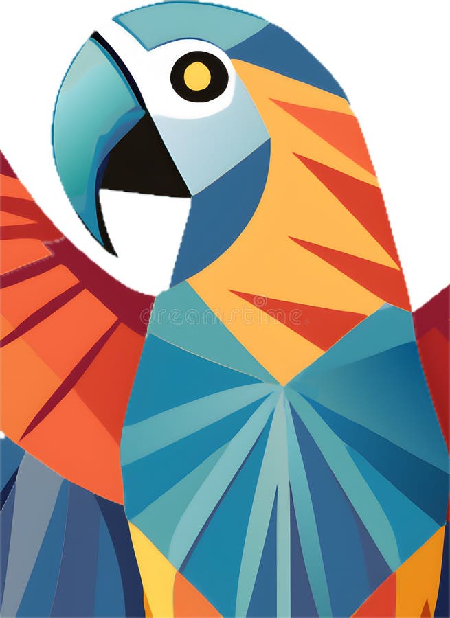 Vivid Cubism Parrot Clipart with Angular Patterns. Stock Illustration - Illustration of symmetry ...