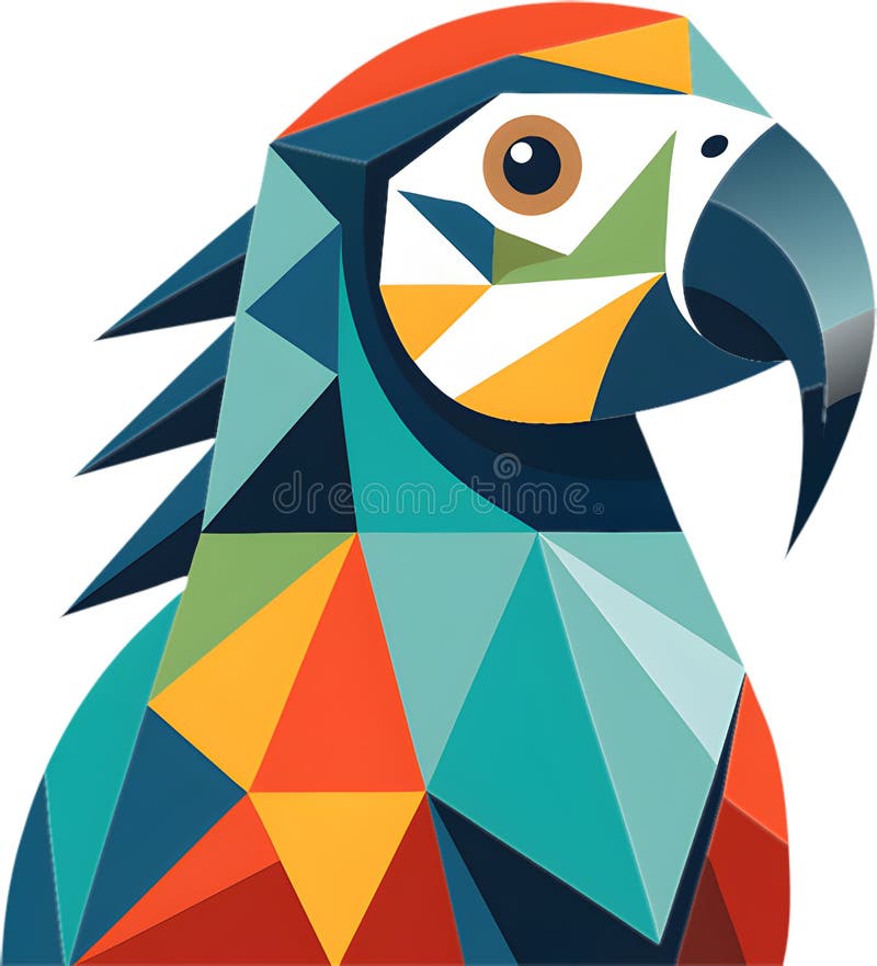 Vivid Cubism Parrot Clipart with Angular Patterns. Stock Illustration - Illustration of symmetry ...