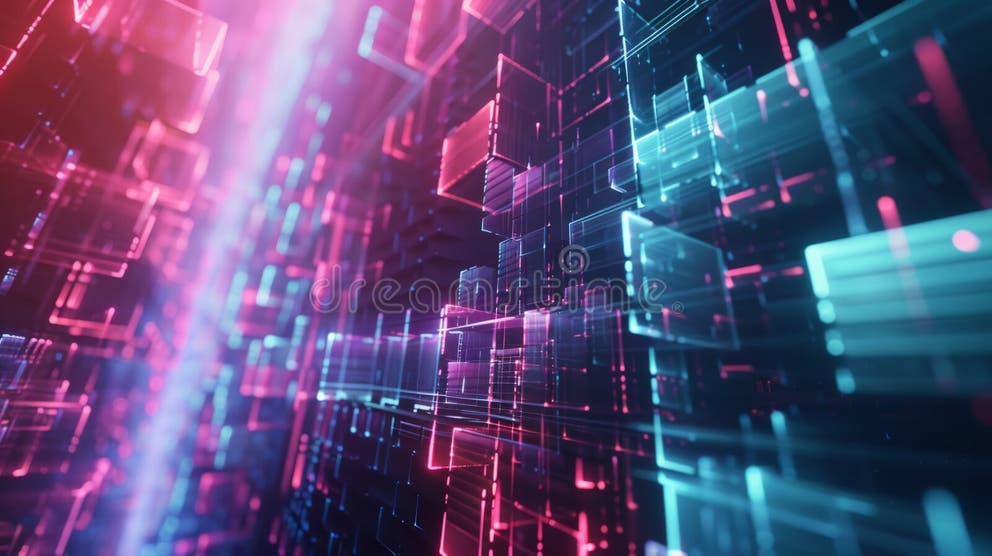 Vivid 3d Digital Blocks and Lines Create a Dynamic and Modern Tech ...