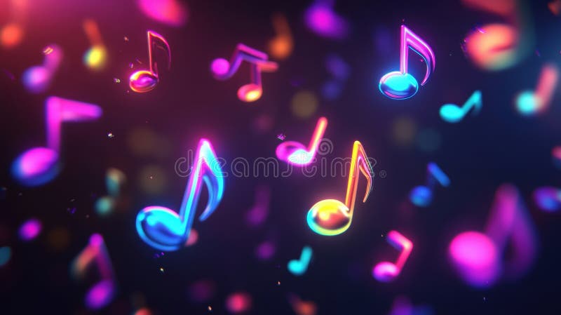 Colorful 3D Music Notes Floating in a Vibrant Space Filled with Bright ...