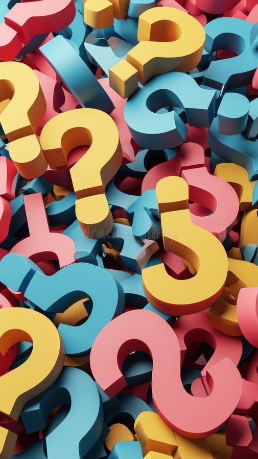 Vivid 3D Question Marks in Various Colors Scattered Randomly, Depicting ...