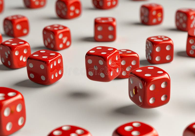 A Vivid 3D Rendering of a Red Die Spinning Gracefully Against a Clean ...