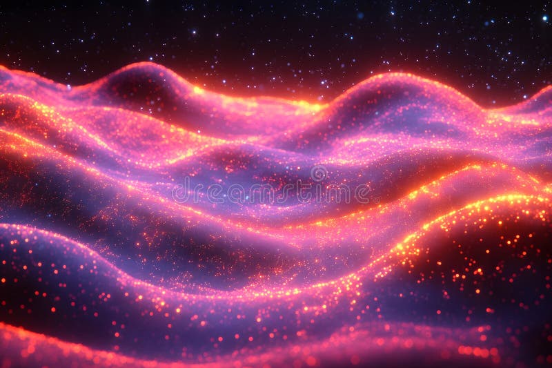 Vibrant Cosmic Waveforms with Glowing Particles in Outer Space ...