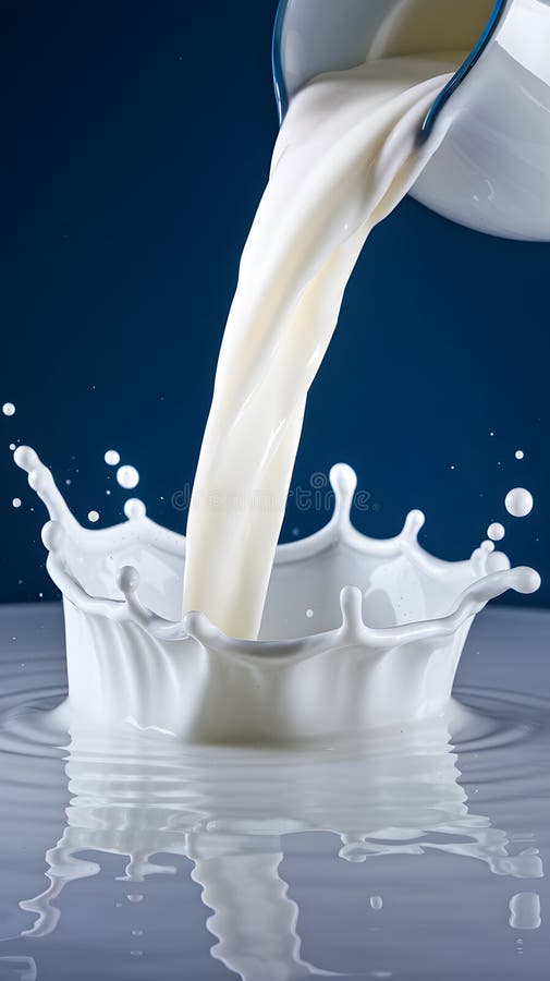 Milk Splash Against Blue Background, Creating Vibrant, Visual Impact ...