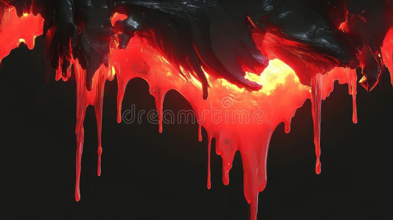 A Vivid Depiction of Molten Lava Dripping from a Dark Surface, Creating ...