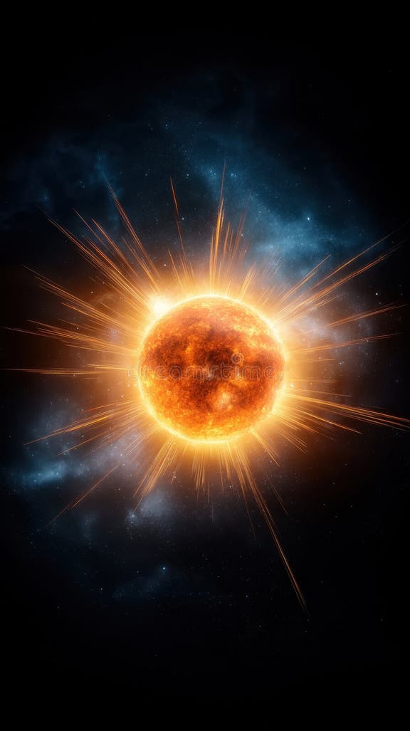 Vivid Depiction of a Sun Exploding in a Cosmic Environment Stock ...