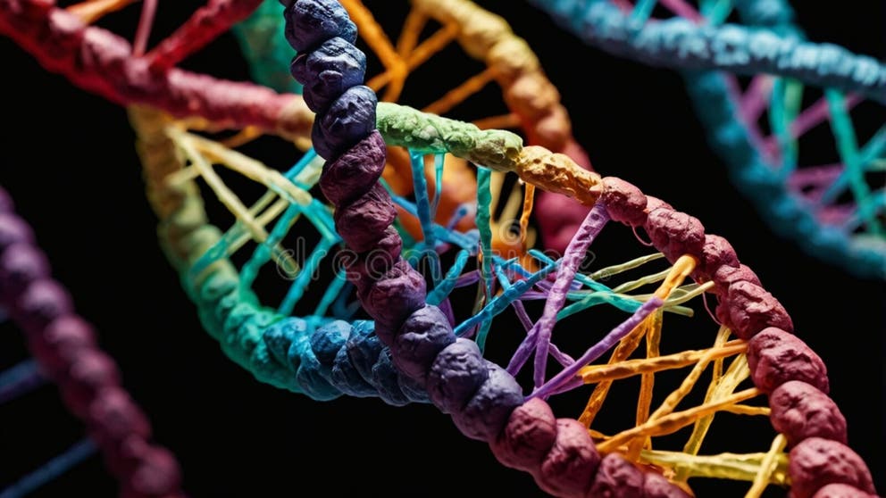 Colored Genetic Code DNA Molecule Structure. Generative AI Stock ...