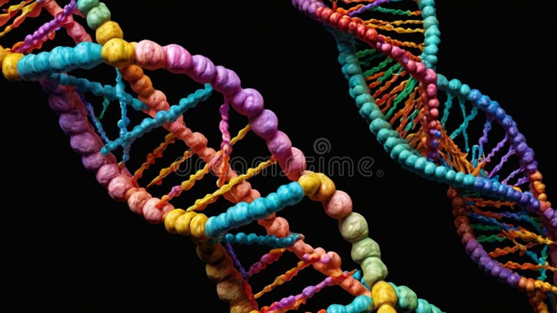 Colored Genetic Code DNA Molecule Structure. Generative AI Stock ...