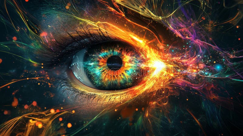 Vivid Digital Artwork of a Colorful Eye with Swirling Patterns and ...
