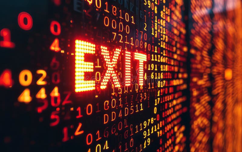A Vivid Digital Display Spells EXIT in Bold, with a Backdrop of Binary ...