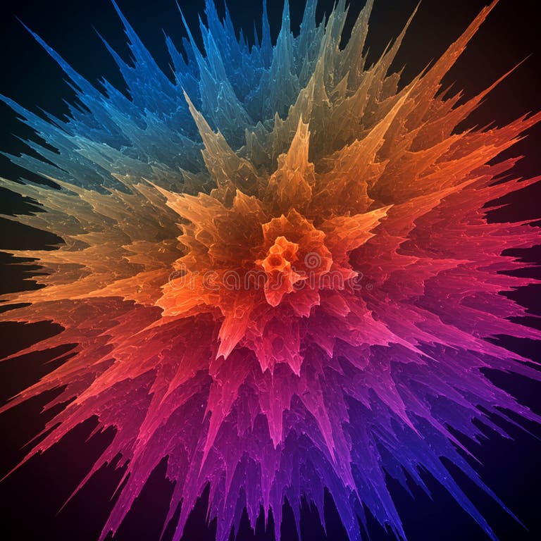 A Vivid Digital Fractal Design Featuring a Central Spiky Structure ...