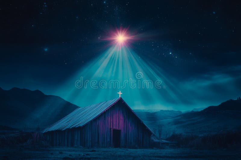 A Vivid Digital Illustration of the Star of Bethlehem Illuminating the ...