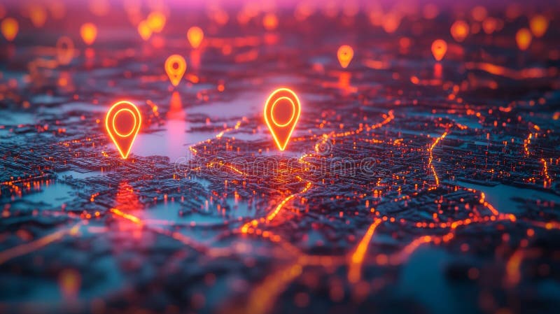 A Vivid Digital Map Illustrating Origin and Destination Points with a ...