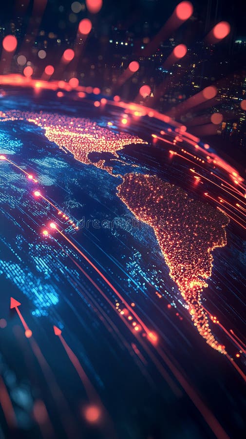 Vivid Digital Networking Visuals Depict Global Connectivity Across ...