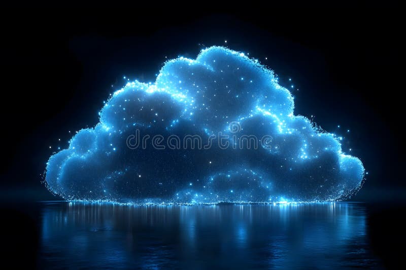 Digital Cloud Technology with Sparkling Blue Nebula for Modern Data ...