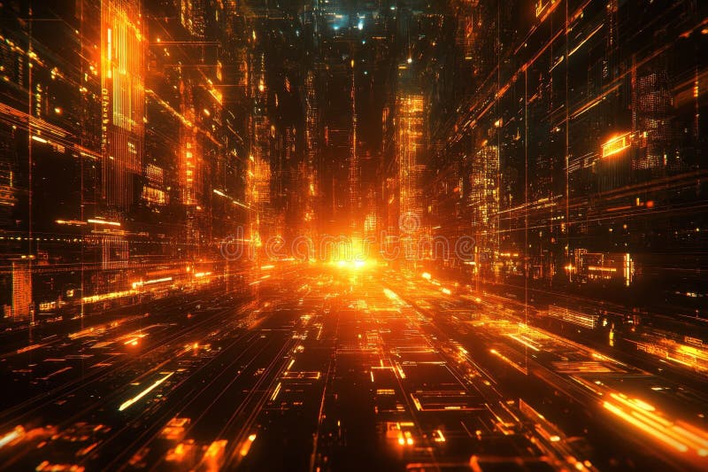 A Vivid Digital Scene with Dynamic Lines and Glowing Lights in a ...