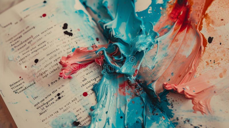 Vibrant Abstract Paint Streaks with Text Background Stock Photo - Image ...