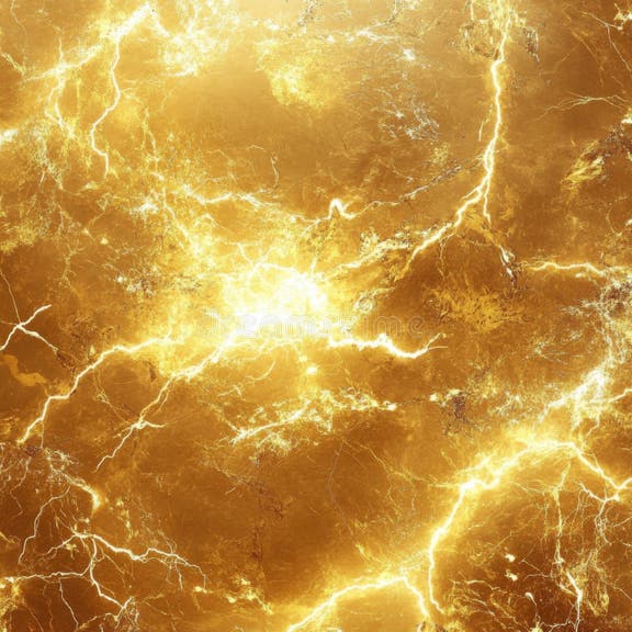 Electrifying Golden Lightning Texture with Bright Energetic Strikes and ...