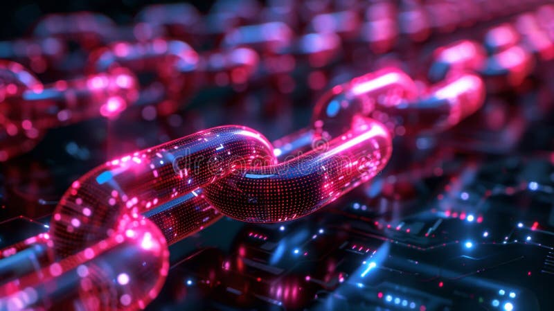 Intricate Digital Chain Linking Data Points in a Futuristic Cybernetic ...