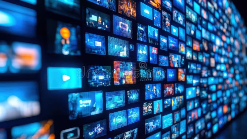 A Vivid Display of Multiple Screens, Showcasing an Array of TV Channels ...
