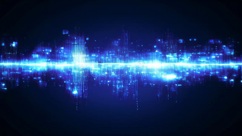 Visual Representation of Sound Waves with Blue Light Effects and ...