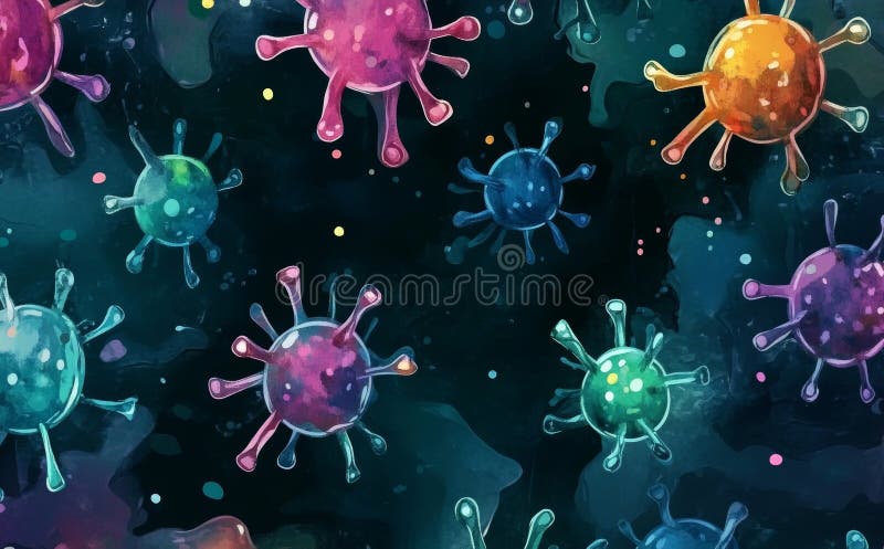 A Vivid Display of Viruses Floating in the Void of Space, Highlighted ...