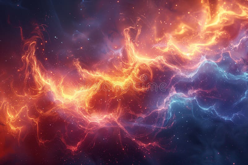 Multicolored Abstract Background of Fiery Cloudy Strarry Sky with ...