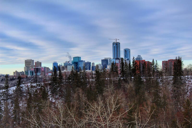 Vivid Downtown Edmonton Skyline View Stock Photo - Image of winter ...