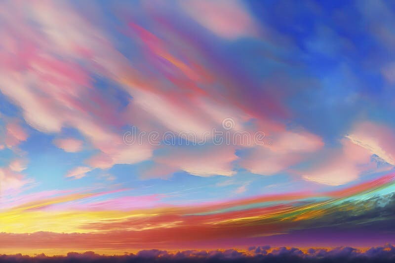 Vivid and Dreamy Sunset Cloudscape Panorama for Wallpapers and Posters ...
