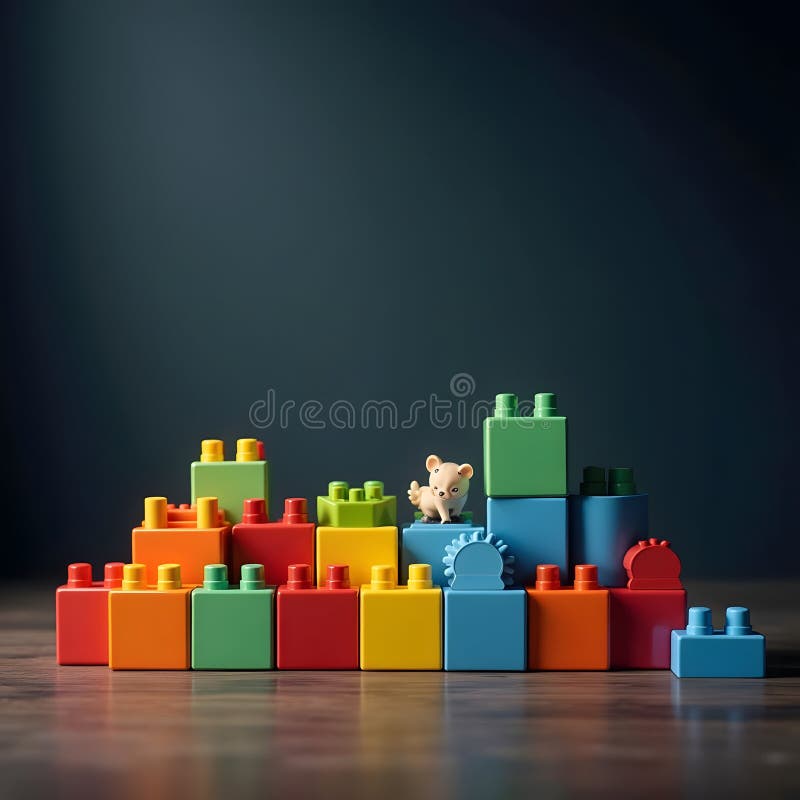 Vibrant Realistic Building Blocks Background: Modern Studio with ...