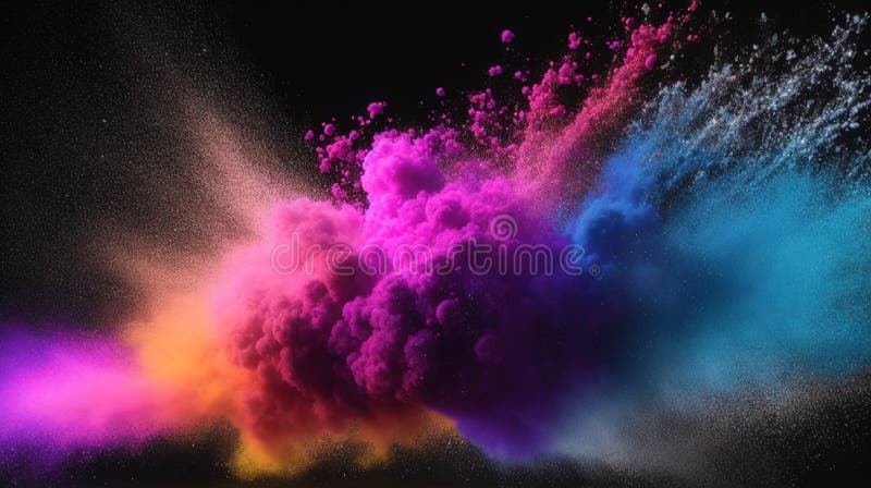 Freeze Motion of Colored Dust Explosion Isolated on Black Background ...