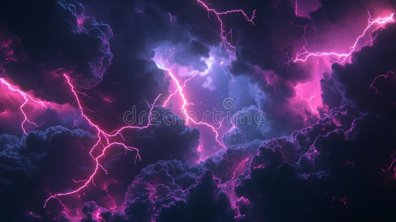 Dramatic Thunderstorm Illuminating Night Sky Vivid Flashes Lightning ...