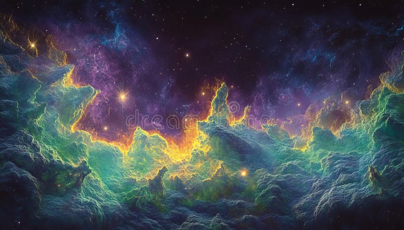 Vivid Emerald Nebula a Stunning Cosmic Cloud of Vibrant Stars and ...