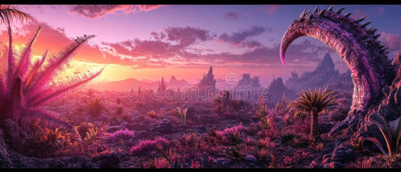 Vivid Exoplanet Landscape Showcasing Alien Flora Under Celestial ...