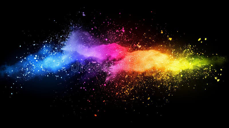 Vivid Explosion of Colorful Powder on Black Background, Abstract ...