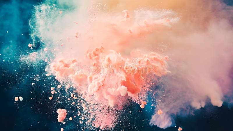 Vivid Explosion of Colorful Powder in Slow Motion on Blue Background ...