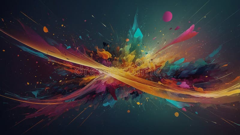 Vivid Explosion of Colors in Dynamic Abstract Digital Art Stock ...